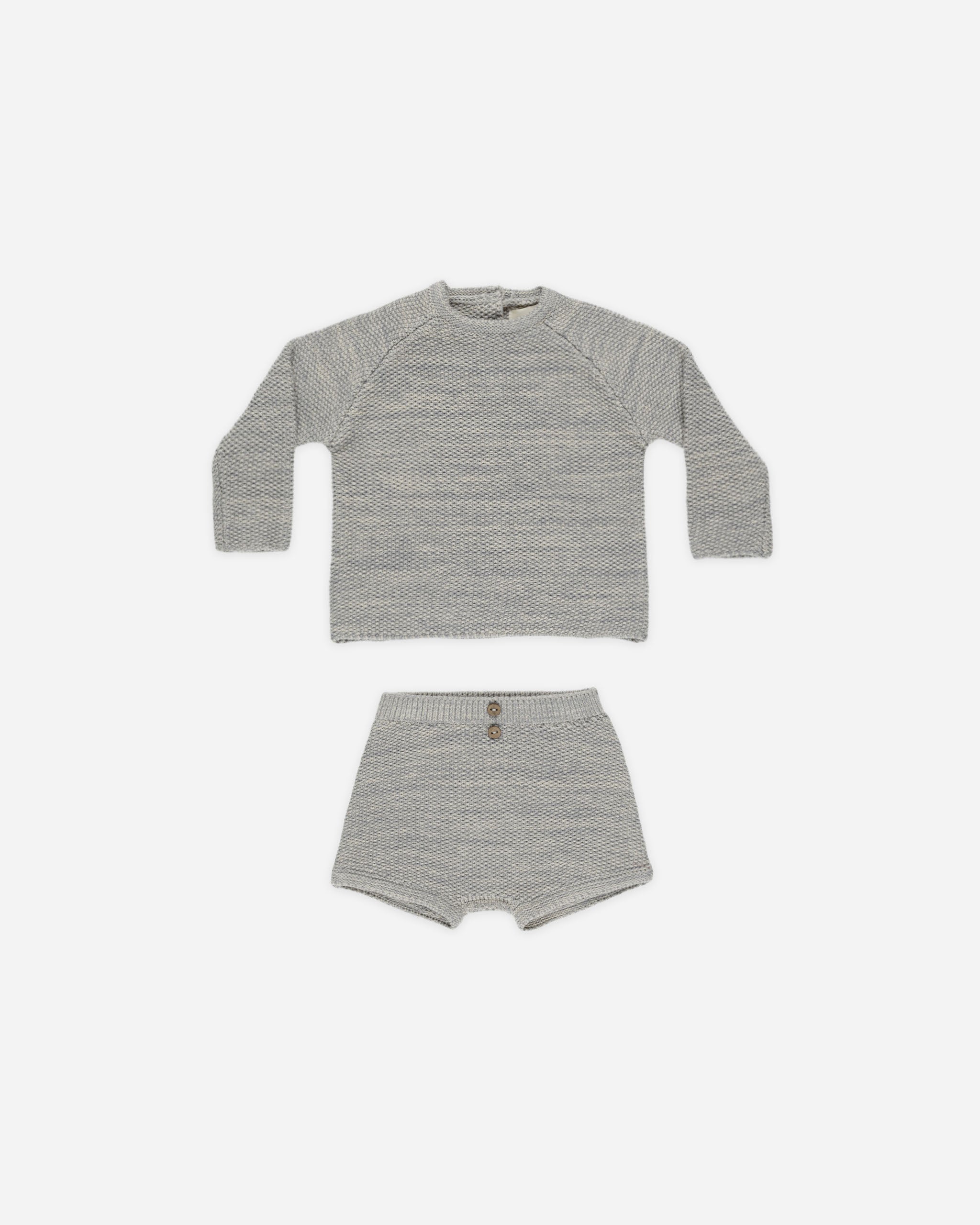-Summer Knit Set || Heathered Blue- – Quincy Mae